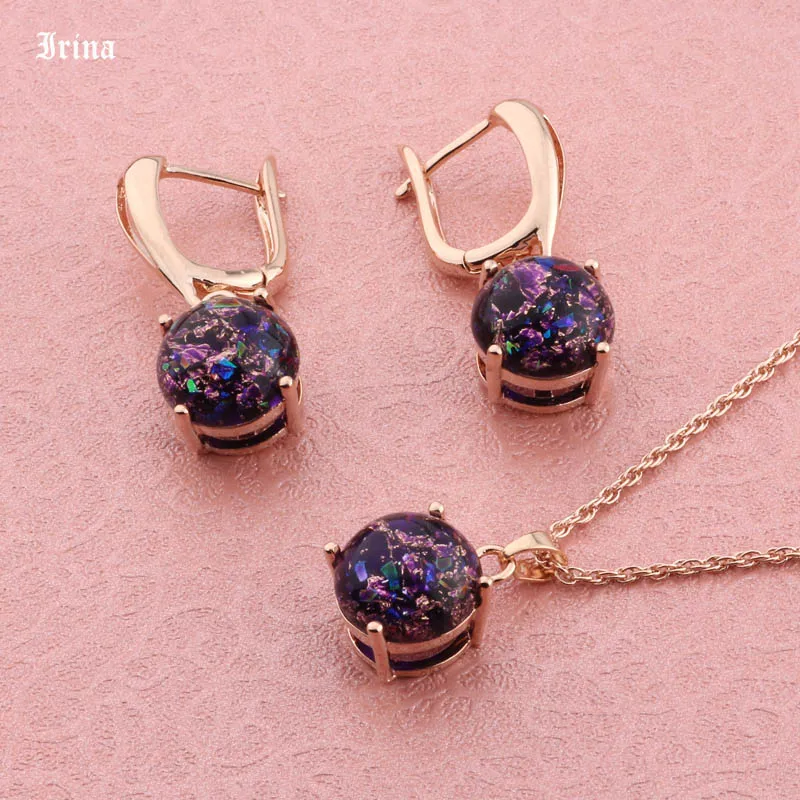 Unique-Sparkly-Round-Circle-585-Rose-Gold-Color-Stud-Earrings-Colorful ...