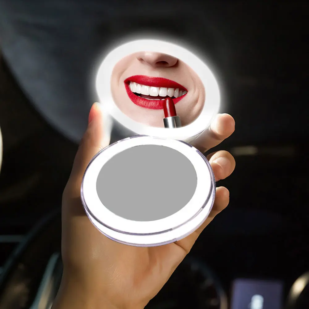 Mini Led Makeup Mirror Portable Fold Led Mirror Rechargeable Usb Hand ...