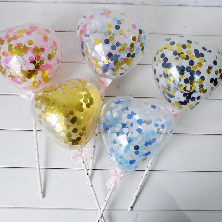 5PCS-5-Inch-Love-Heart-Balloon-Cake-Topper-Happy-Birthday-Party-Cake ...