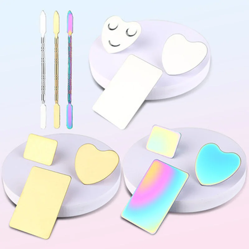 Stainless Steel Makeup Mixer Nail Art Polish Mixing Plate Foundation ...