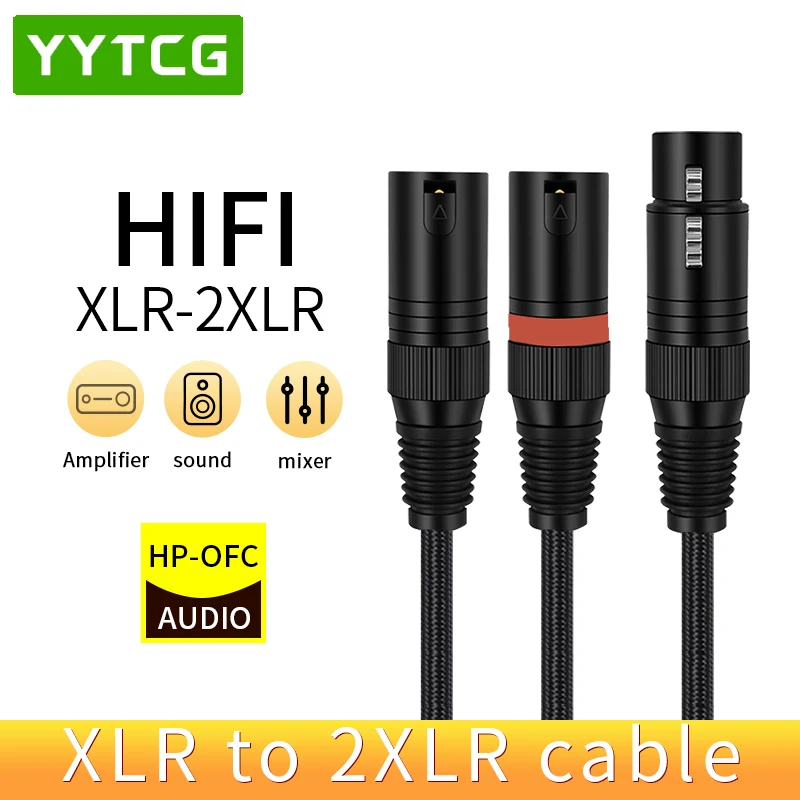 Xlr-Female-to-2Xlr-Male-Cable-Hifi-XLR-Cable-High-Quailty-3-Pin-OFC ...