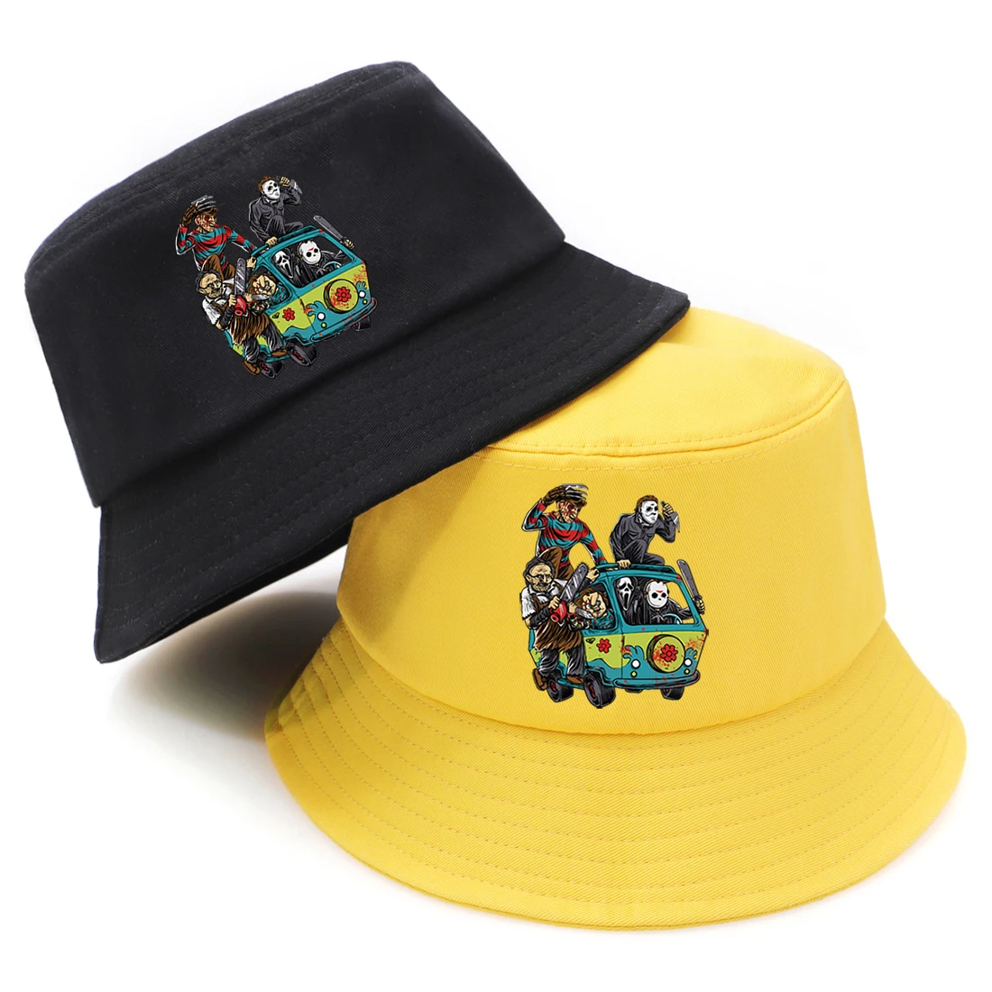 Horror Movie Mans Bucket Hat Outdoor Theme Park Jason Clown Saw ...