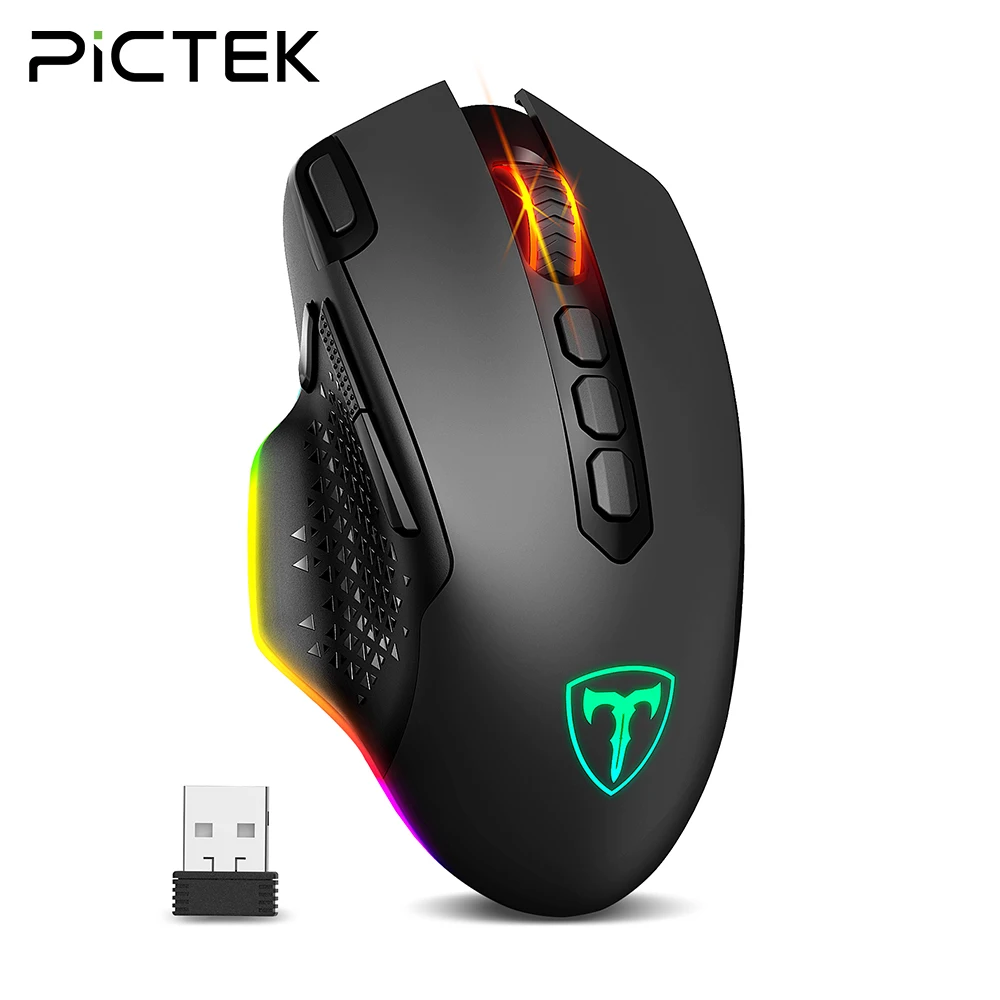 Pictek Wireless Mouse Rechargeable Ergonomic Gaming Mouse With 10 ...