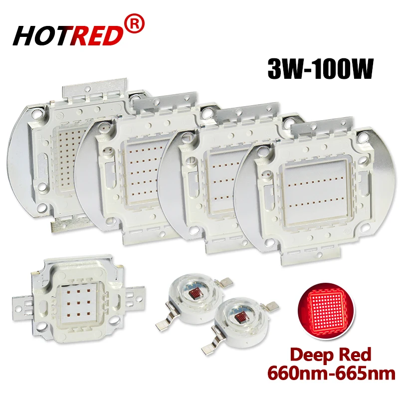 High Power LED Chip 660nm Deep Red LED Grow Light 660 nm 3W 5W 10W 20W ...