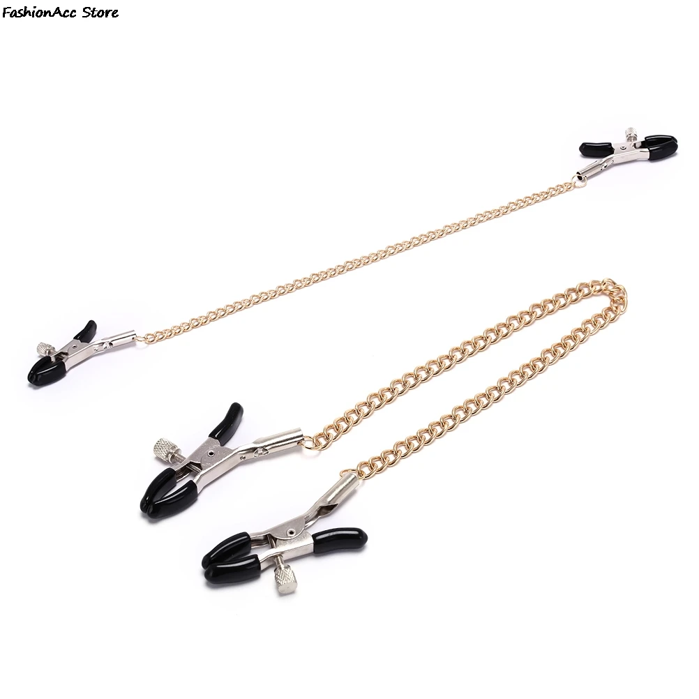 Gold Chain Fetish Nipple Clamps Shaking Milk Stimulate For Couple Body ...