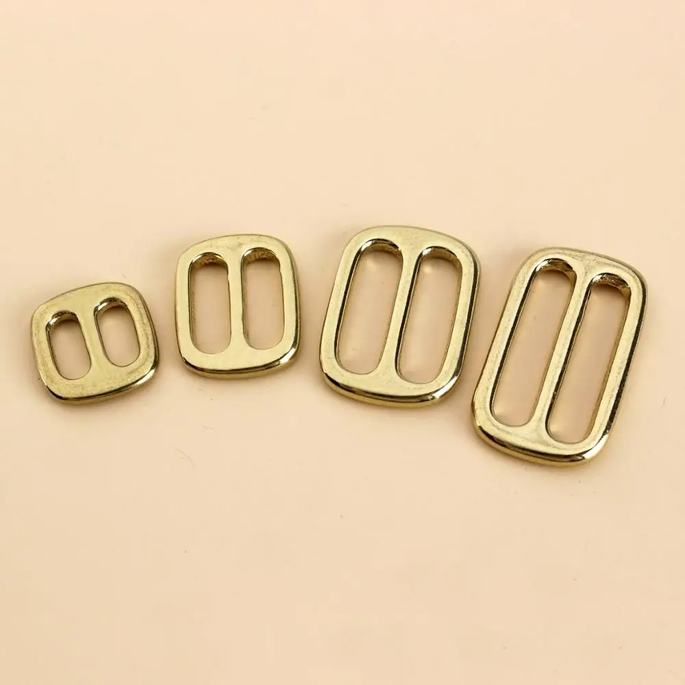Solid Brass Tri Glides Slide 3 Bar Rectangle/Square Adjuster Buckle for ...