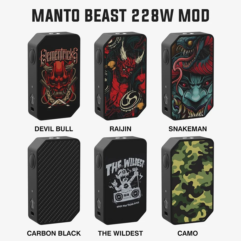 Vape Kit Rincoe Manto Beast Box Mod 228W RDA Vape Tank Powered by Dual ...