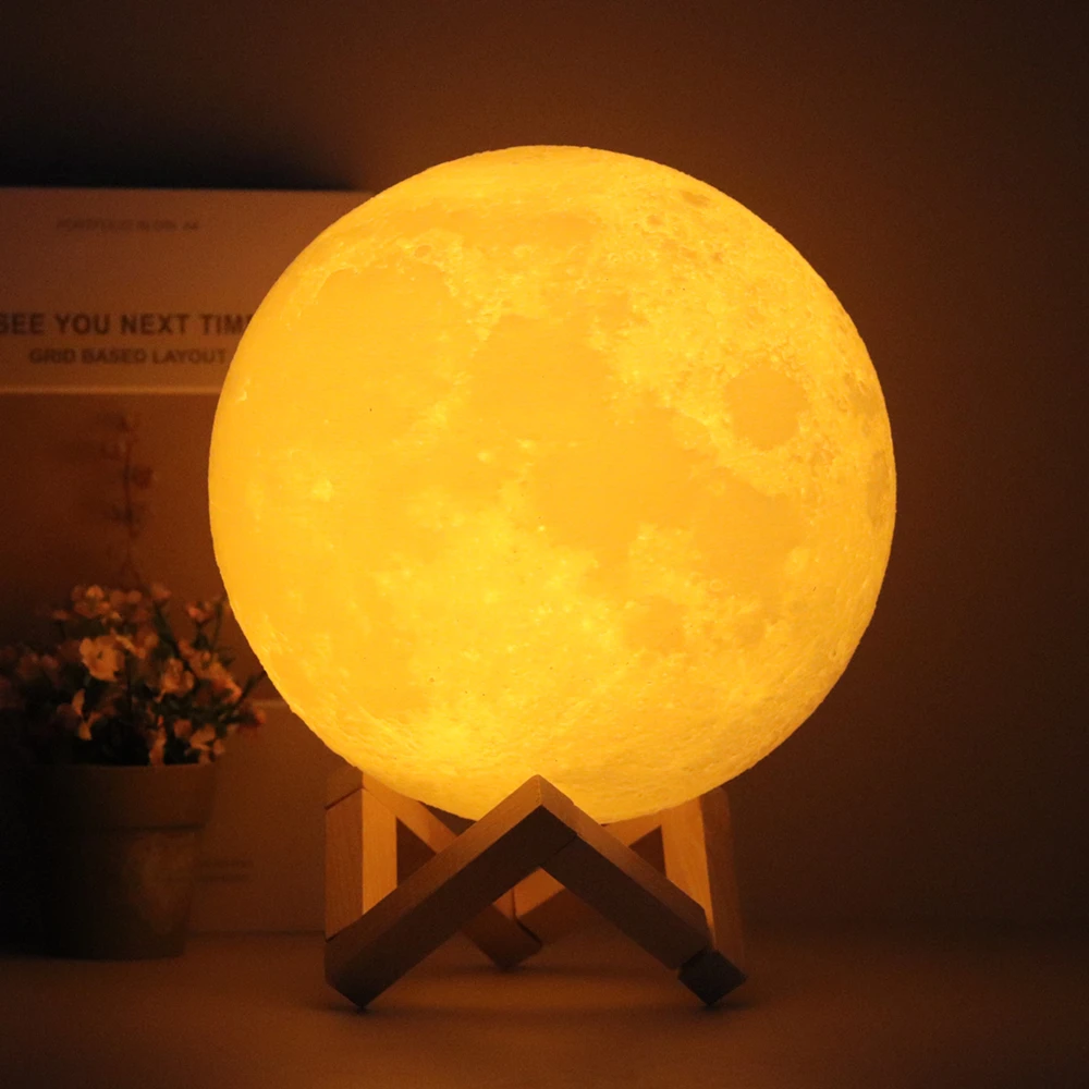 3D Moon Lamp Printed Night Light Remote Control/Touch LED Lunar ...
