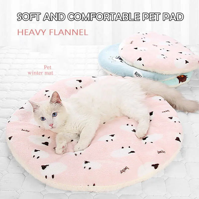PET LIT,5-L 60x60cm--Tapis de lit rond chaud et doux en peluche pour ...