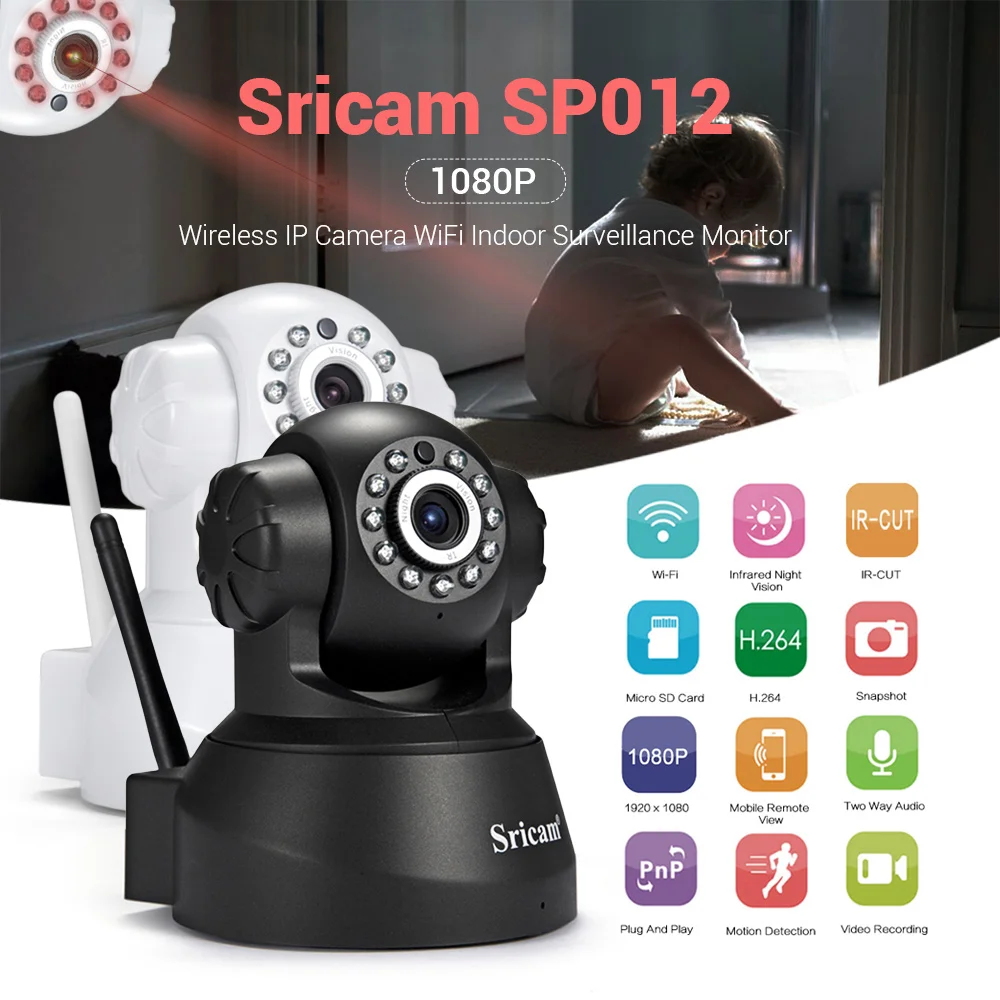 Sricam SP012 IP Camera Wifi 1080P CCTV Wireless Smart Security Night ...