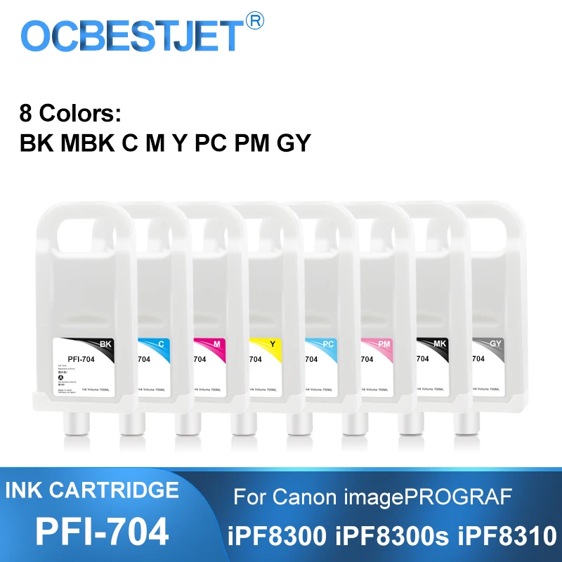 PFI 704 PFI704เติมหมึกตลับหมึกถาวรสำหรับ Canon ImagePROGRAF IPF8300 IPF8300S IPF8310เครื่องพิมพ์ ...