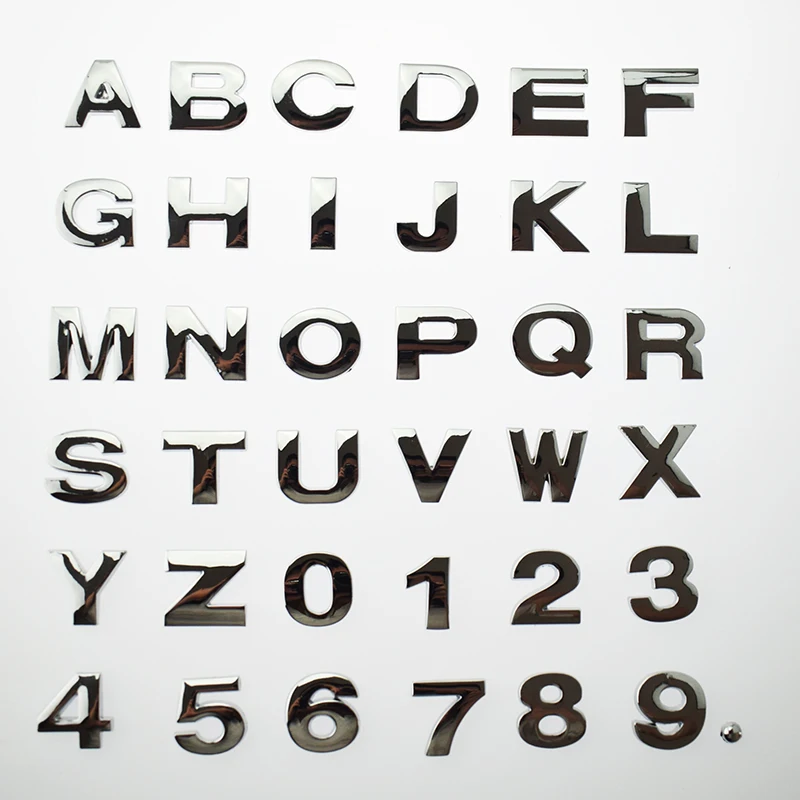 3d Metal Letters Car Sticker A-z/0-9 Silver Black Automobile Digital ...