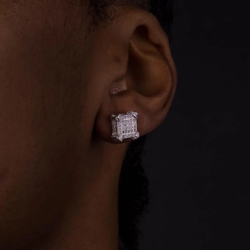 Hip Hop Style Stud Earrings | Earring Hip Hop Ice | Earring Men Ice ...