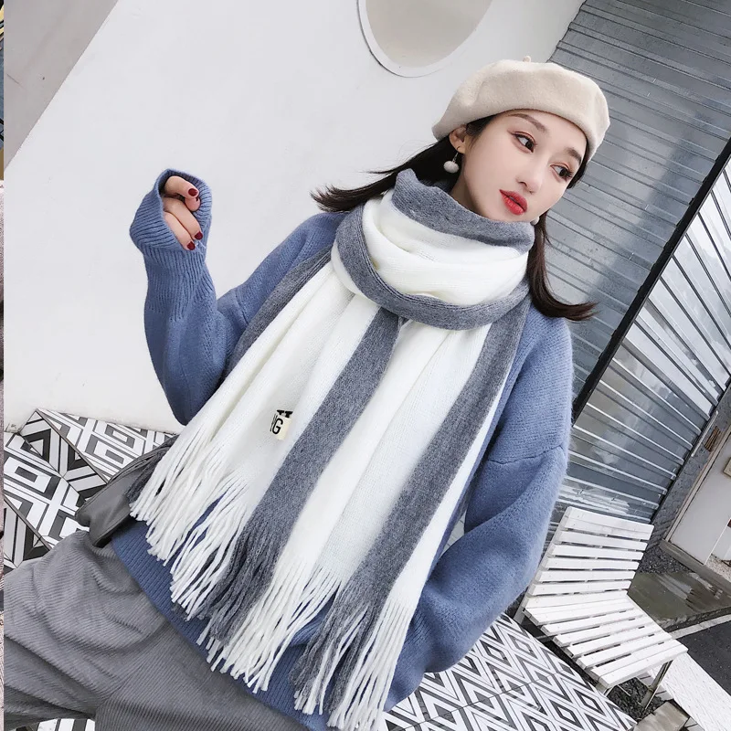 Winter Cashmere Women Scarf Female Luxury Brand Scarves Lady Tassel ...