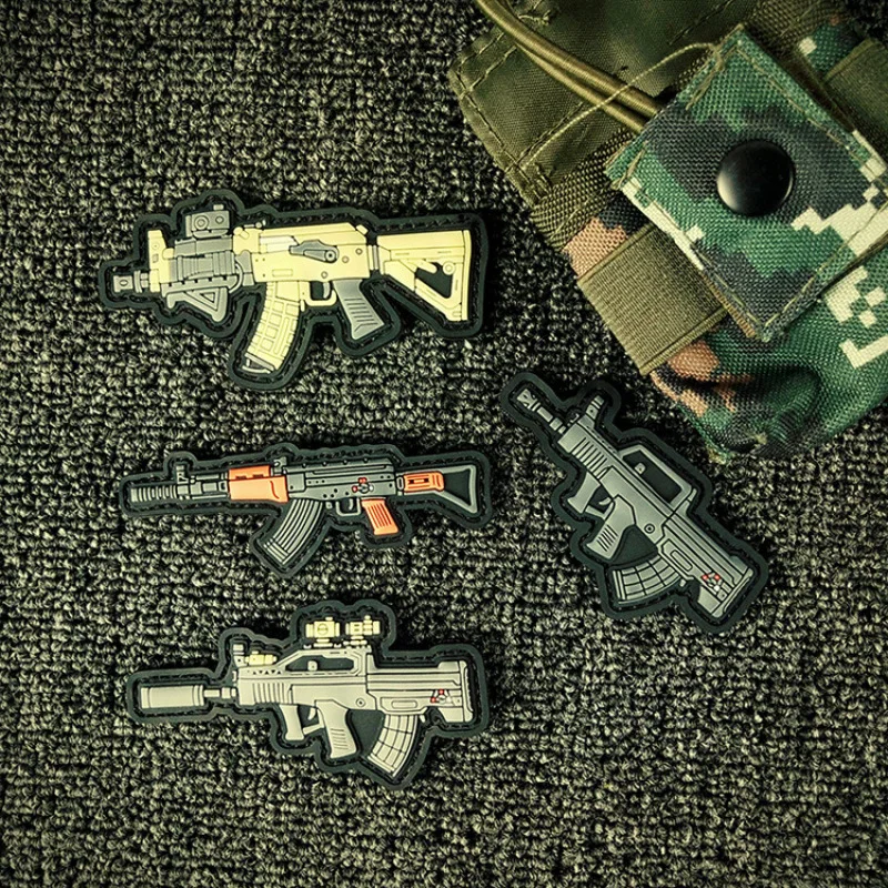 Pvc Weapon Stickers Plastic Army Ak97 Gun Hook And Loop Patches ...
