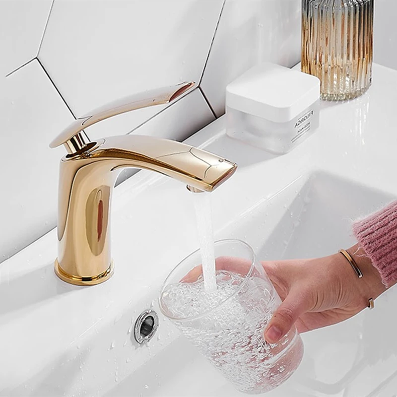 Bathroom Faucets Washbasin Faucet Black/Gold Brass Single Handle ...