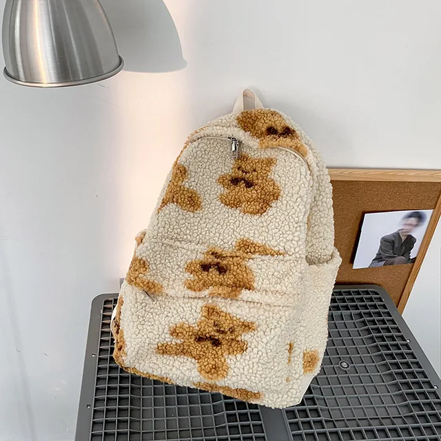 Kawaii Fuzzy Bear Backpack – LoliFairies Kawaii Shop