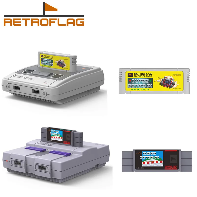 Retroflag SUPERPi CASE-J/CASE-U Snes Game Cartridge with Coolling Fan+Heatsink for Raspberry Pi ...