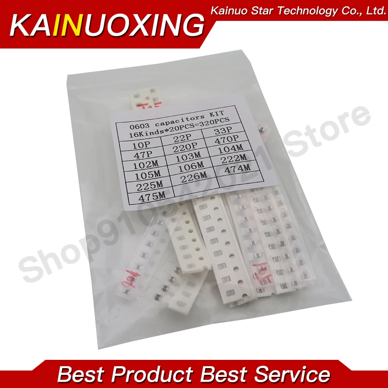 Free shipping 0603 SMD Capacitor assorted kit ,16values*20pcs=320pcs ...