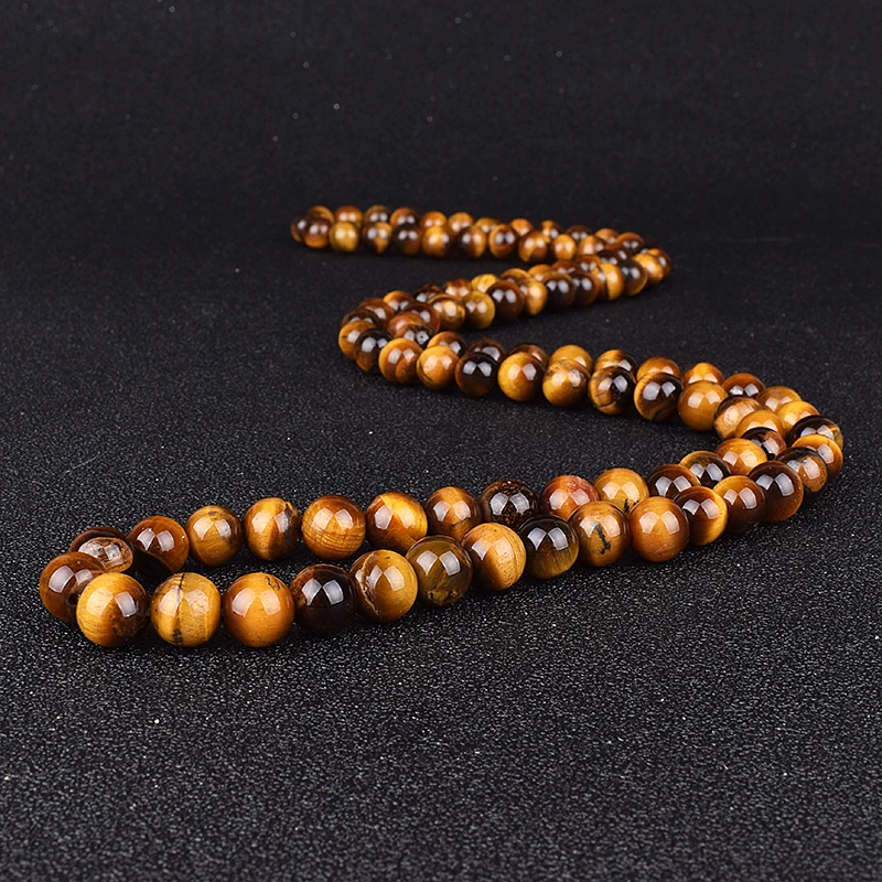Natural-Tiger-Eye-Stone-Beads-Colares-para-Homens-e-Mulheres-Medita-o-e ...