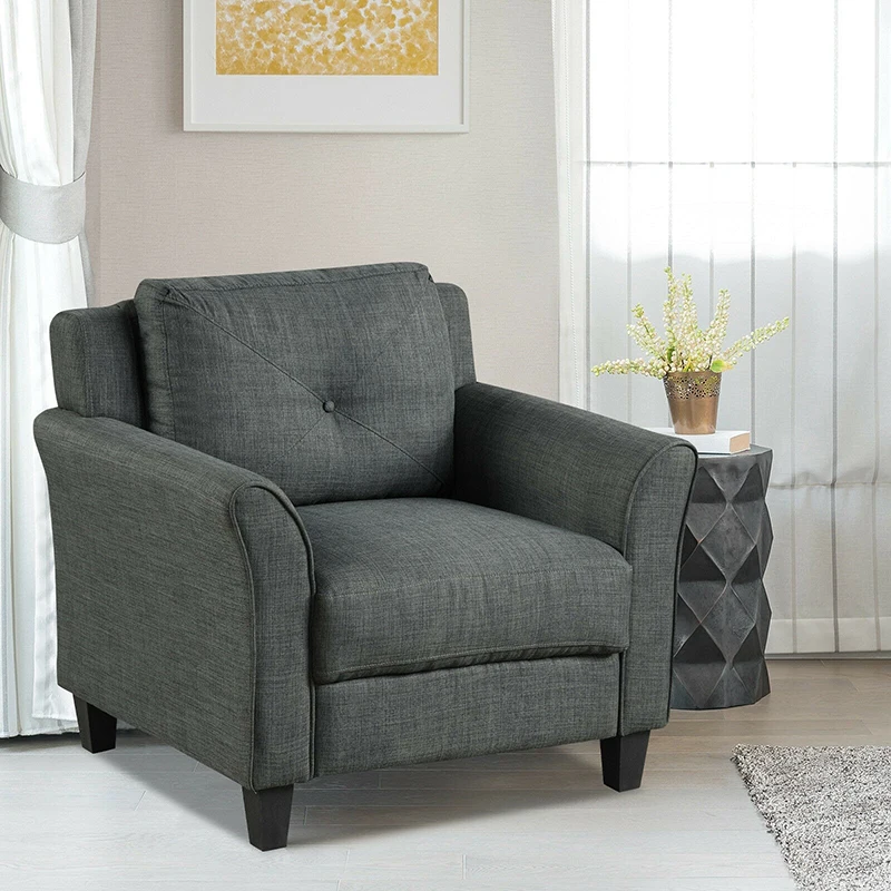 Upholstered Fabric Tufted Backrest Single Sofa Chair Overstuffed ...