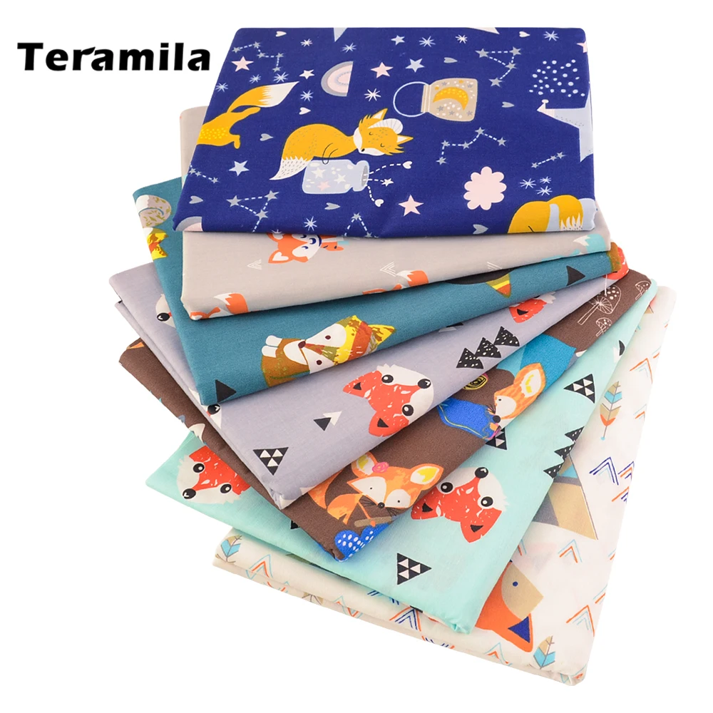 Teramila-Cotton-Fabric-Fox-Cartoon-Design-Tecido-Tela-Bedding-DIY ...