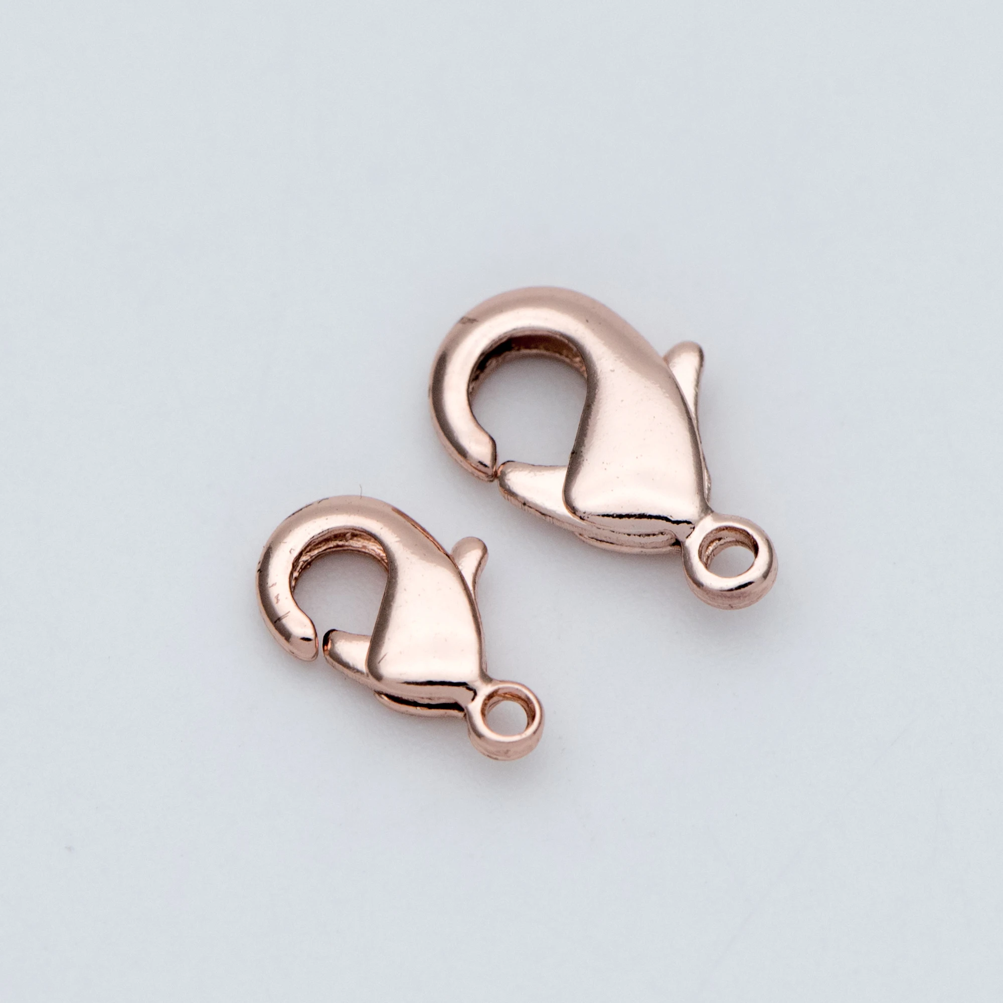 20pcs 로즈 골드 랍스터 클로 Clasps 10 12mm 크기 진짜 골드 도금 황동 목걸이 팔찌 매력 Clasps
