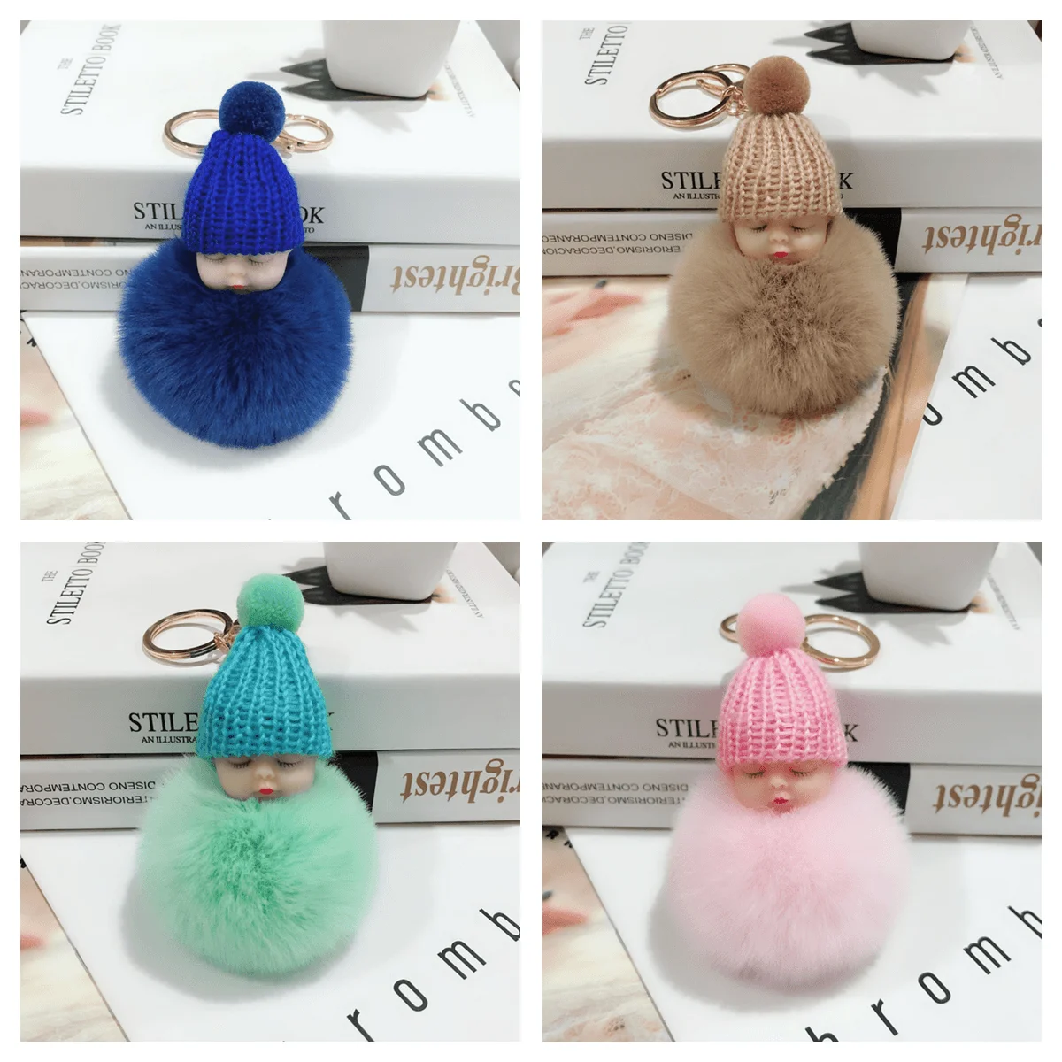 Kawaii Plush Keychain Cute Baby Doll Keychain Car Key Ring Creative ...