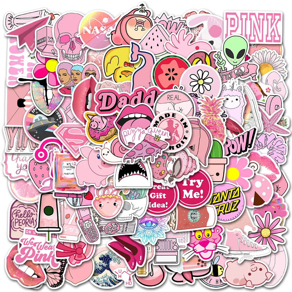 50-100pcs-Pink-Cute-Vsco-Girl-Stickers-Pack-Kids-Toy-Waterproof-Decals ...