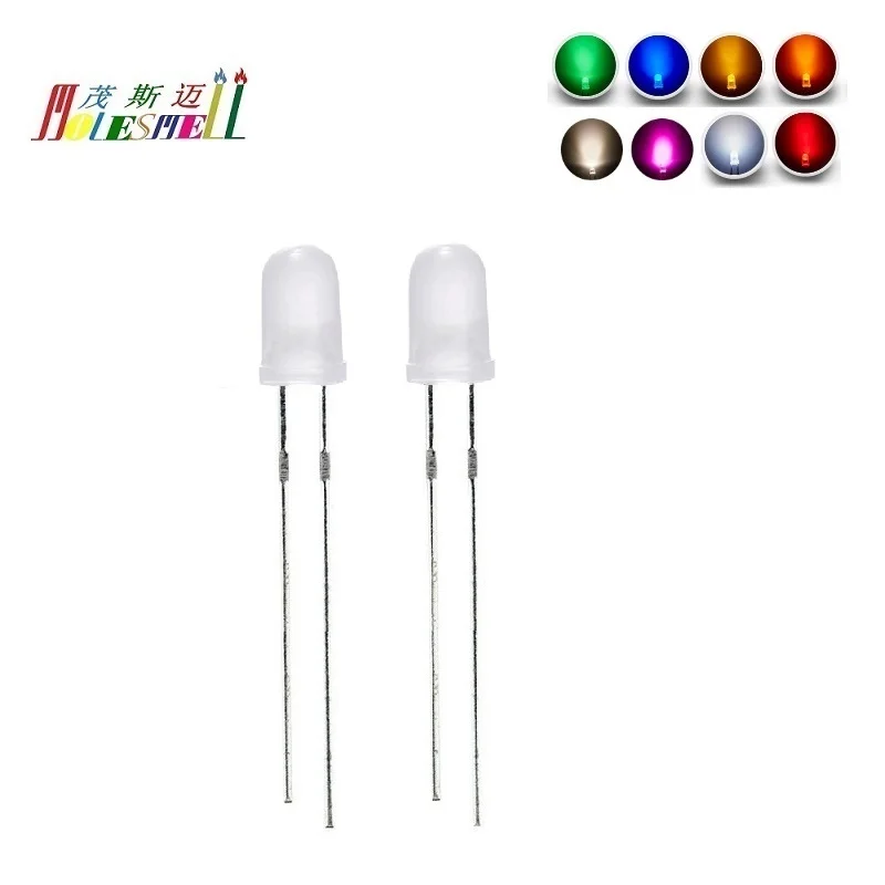 10pcs-5mm-Led-Diffused-Milky-White-Lens-Red-Yellow-Blue-Green-White ...