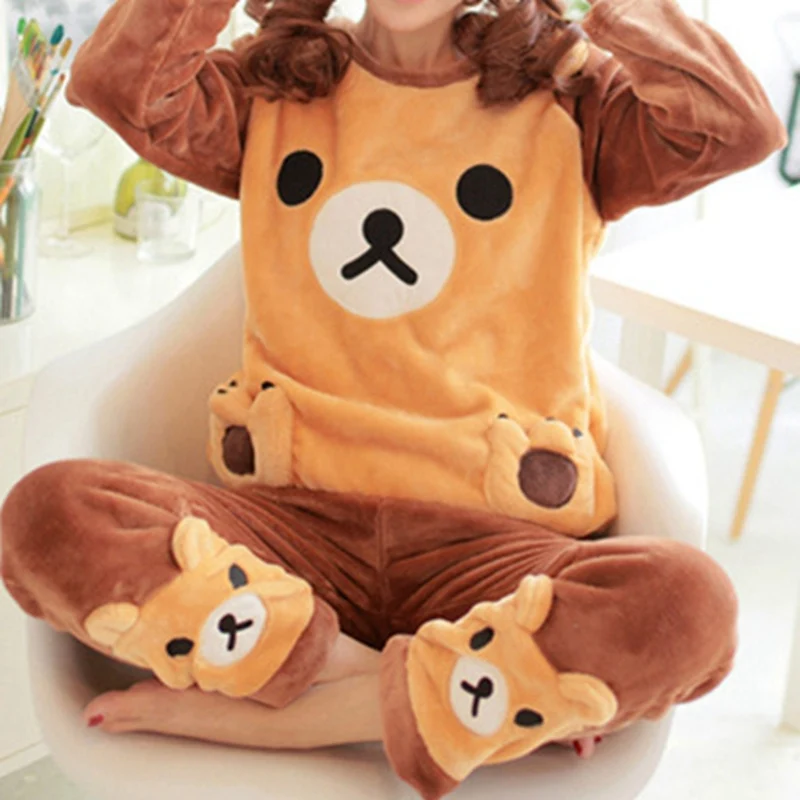 Autumn-Ladies-Cute-Bear-Sleepwear-Woman-s-Thin-Cute-Home-Wear-Pjs-Sets ...