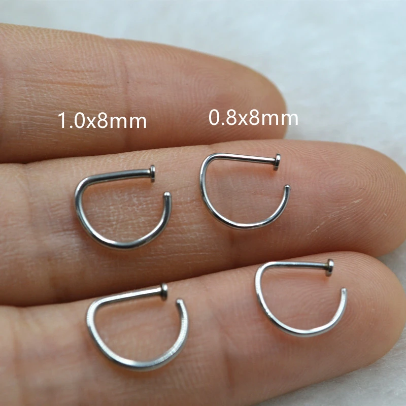 50pcs/Lot Surgical Steel Punk Open D Rings Nose Hoop Ring Nose Septum ...