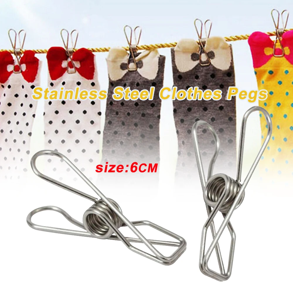 Pinzas de acero inoxidable para colgar ropa, pasador de alta calidad a prueba de viento, 1 ...