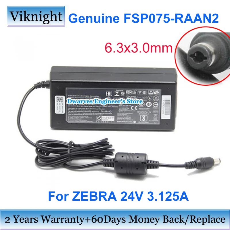 Genuine 24V 3.125A FSP075 RAAN2 AC Adapter Charger For ZEBRA Label ...