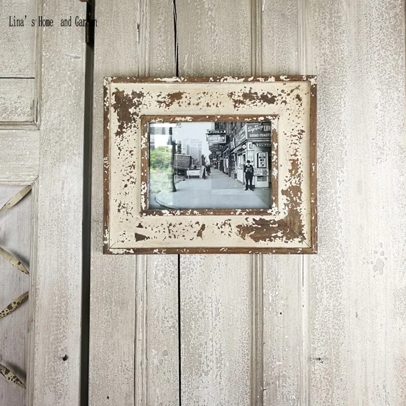 5 × 7 marco de fotos blanco vintage desgastado de madera hecho a mano ...