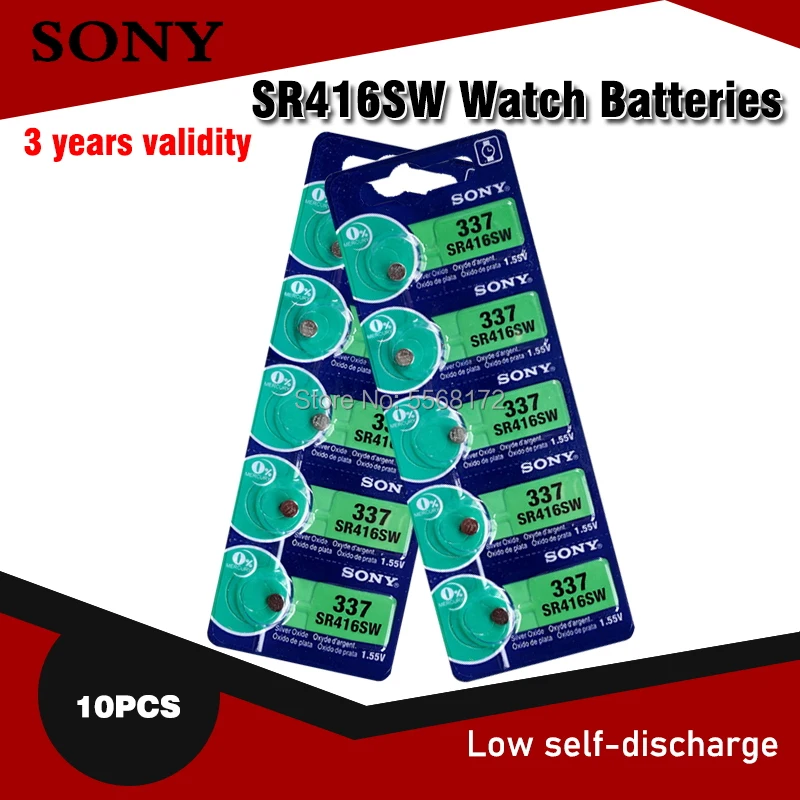 10pcs SONY Original New Watch battery 337 SR416SW Silver 1.55V button ...