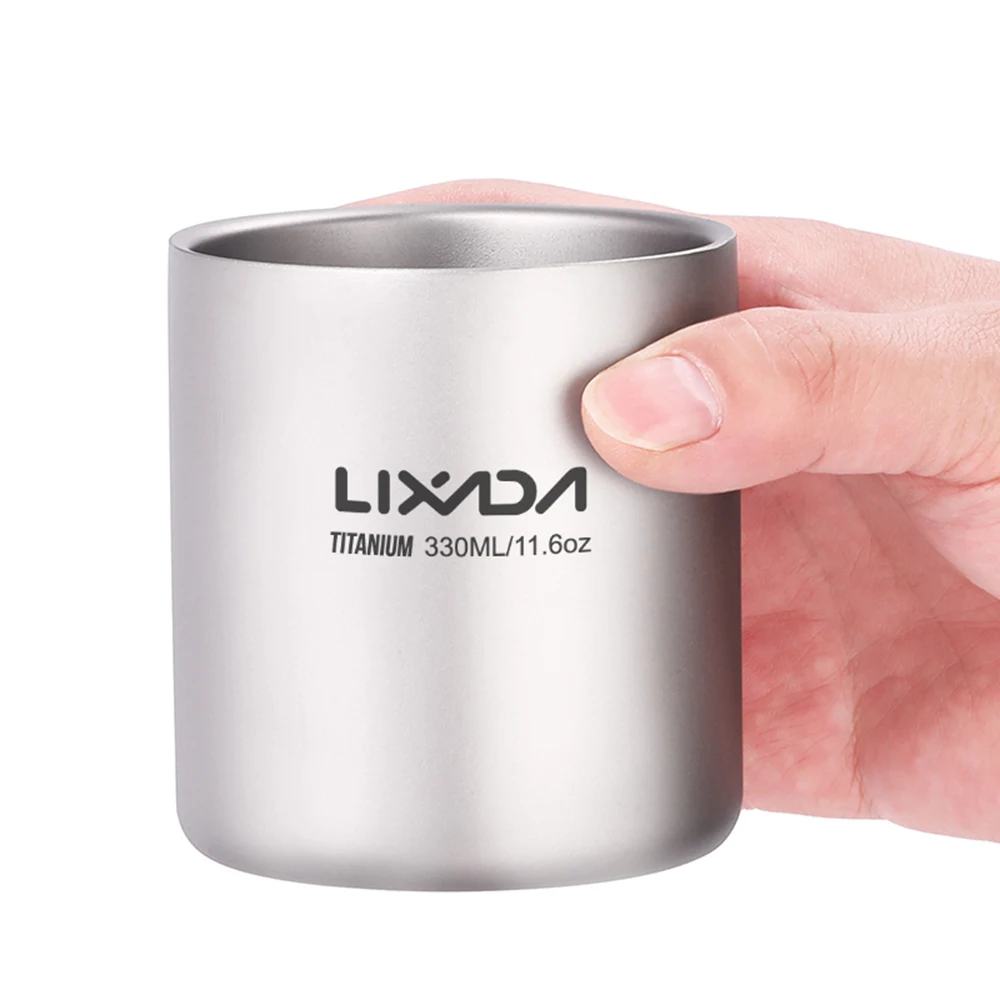 Lixada 330ml Double Wall Titanium Water Cup Coffee Tea Mug for Home ...