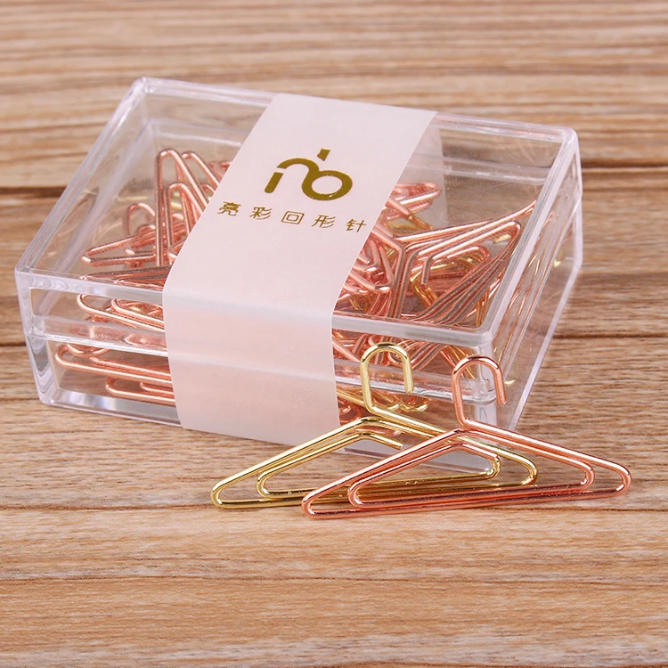 Clothes Hanger Shape Paperclip Rose Gold Stationery Cute Paper Clips ...