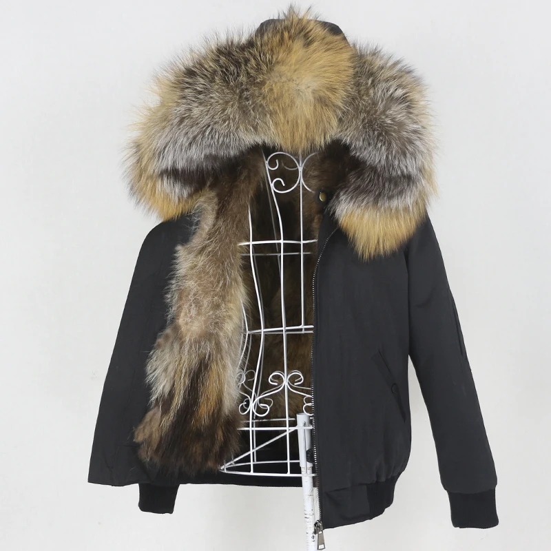 Oftbuy 2021 Waterproof Bomber Parka Real Fox Fur Coat Natural Fur Collar Hood Winter Jacket ...