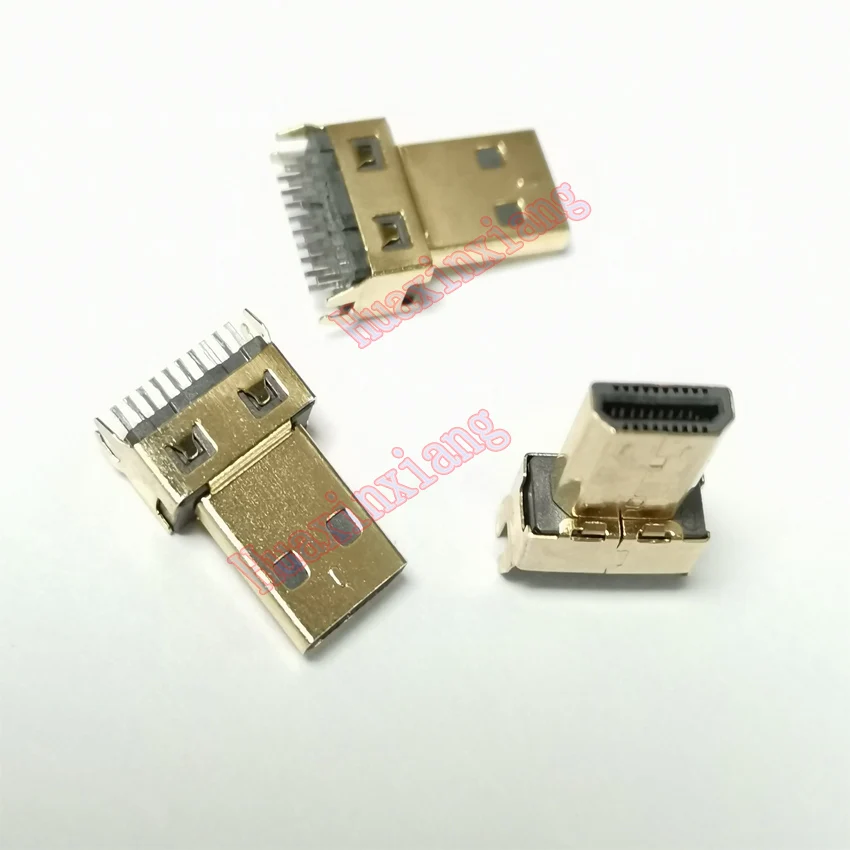 20pcs/lot Micro Hdmi Male Jack Plug Connector 19pin 19p Splint D-type ...