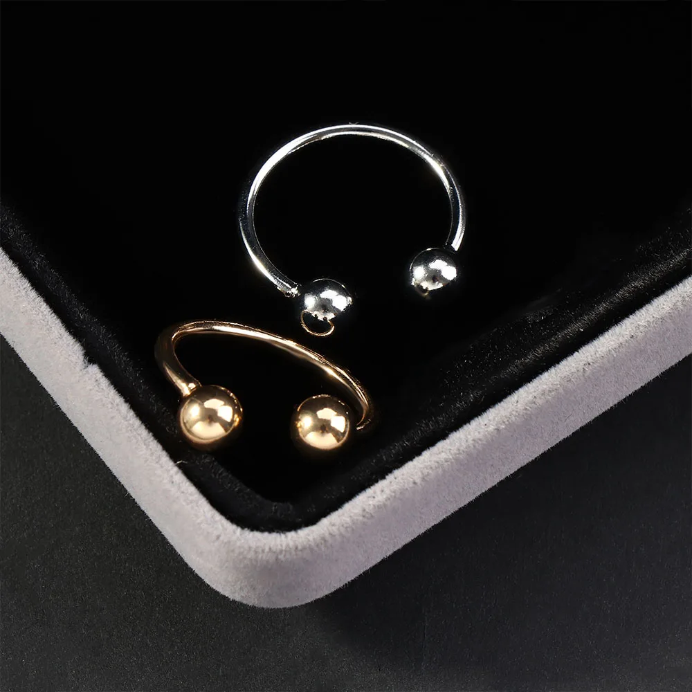 Adjustable Ring Double Ball Rings for Women Open Knuckle Joint Beads ...