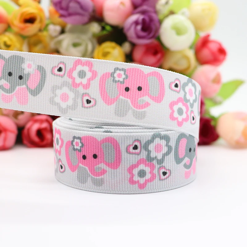 15051709-7-8-22mm-5-yards-elephant-printed-grosgrain-ribbons-cartoon ...