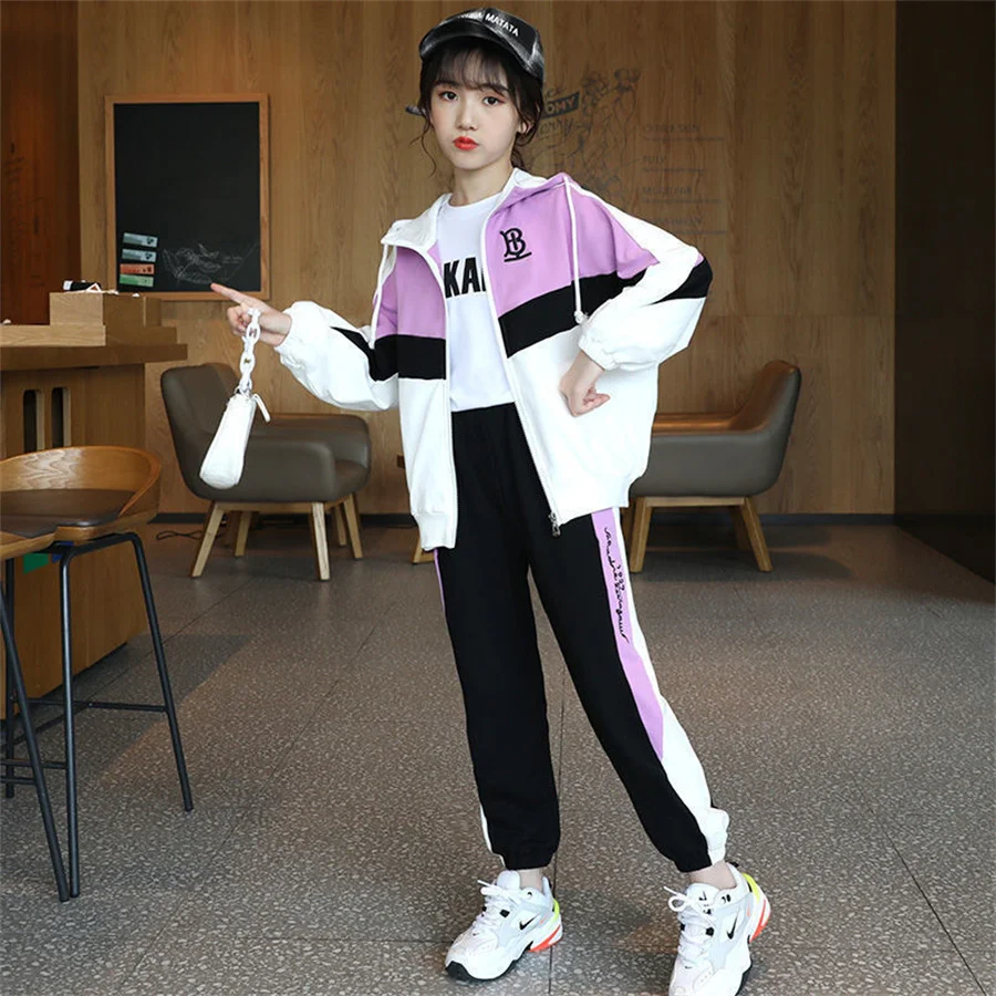 Girls-Clothes-Sets-Hooded-Long-Sleeve-Jacket-Pants-Sports-Suit-striped ...