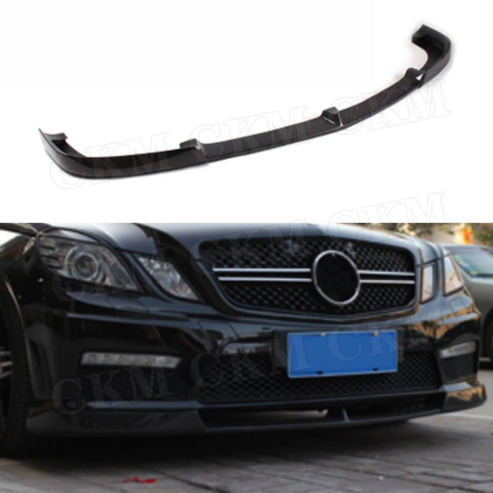 E Class Carbon Fiber Front Bumper Lip Spoiler For Benz W212 E260 E300 E400 E63 AMG 2010 2013 V ...