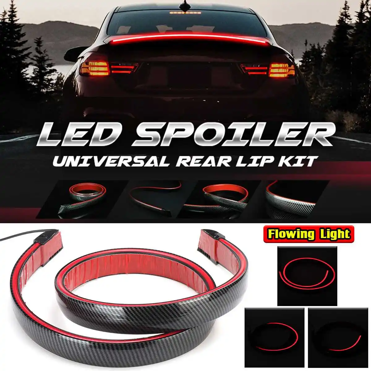Flowing-Flashing-LED-Spoiler-Universal-Rear-Lip-For-BMW-For-VW-For-Audi ...