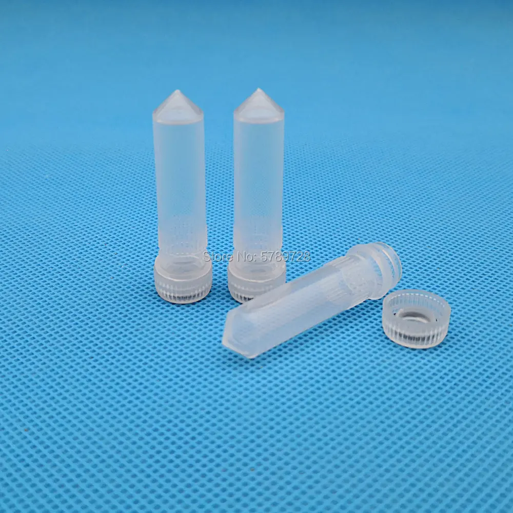 100pcs/lot 2ml Plastic Freezing Tubes Conical Bottom Sample Cryovial ...