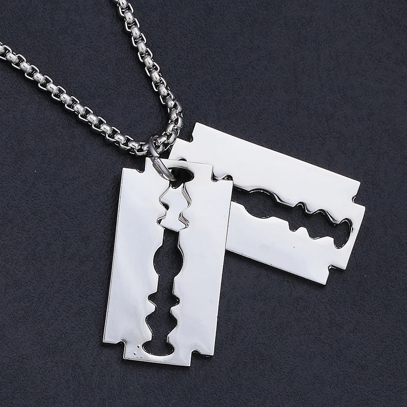 Fashion Vintage Charm Razor Blades Necklaces Men Jewelry Hip Hop ...