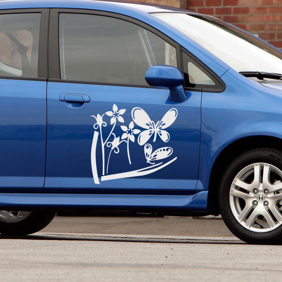 car decals 1 Pcs beatiful car sticker butterflies and flowers decal for ...