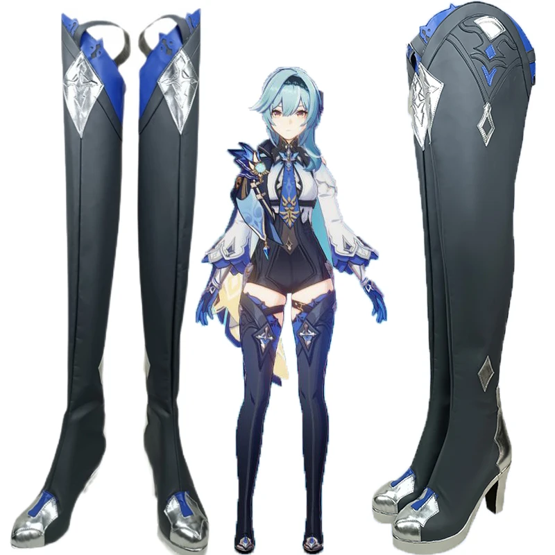 Genshin zapatos de Cosplay con tacón alto para mujer, botas blancas ...