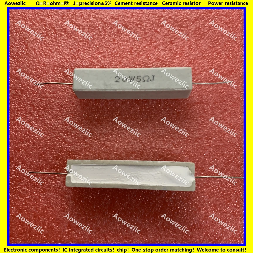 10Pcs 20W5RJ 20W5ΩJ RX27 Horizontal cement resistor 20W 5 ohm 20W 5R ...